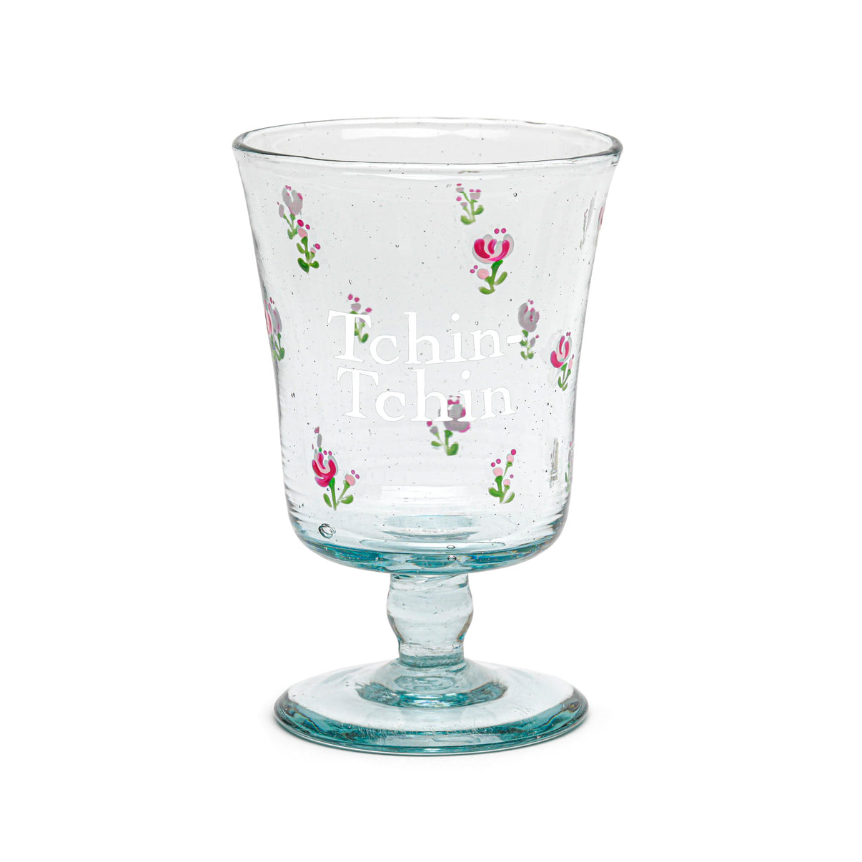 Verre à vin peint à la main | TOUT EN ROSES : TCHIN-TCHIN – Marin Montagut